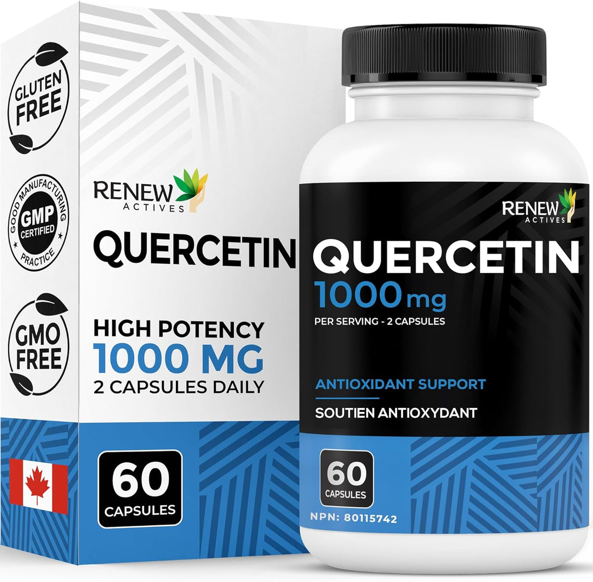 Renew Actives Quercetin 500mg, 60 Capsules, Natural Bioflavonoid Antio ...