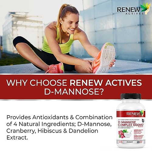 Renew Actives High Potency D-Mannose & Cranberry Complex 1000MG – Urin – Renew Actives CA